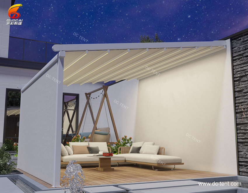 Rectractable roof pvc aluminum frame Motorized pergolas for Patio